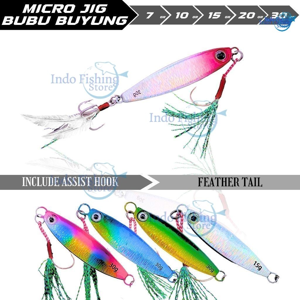 Jual [ MICRO BUBU BUYUNG ] Umpan Pancing Metal Jig 7 10 15 20 30 gram Include Hook Kail Assist ...