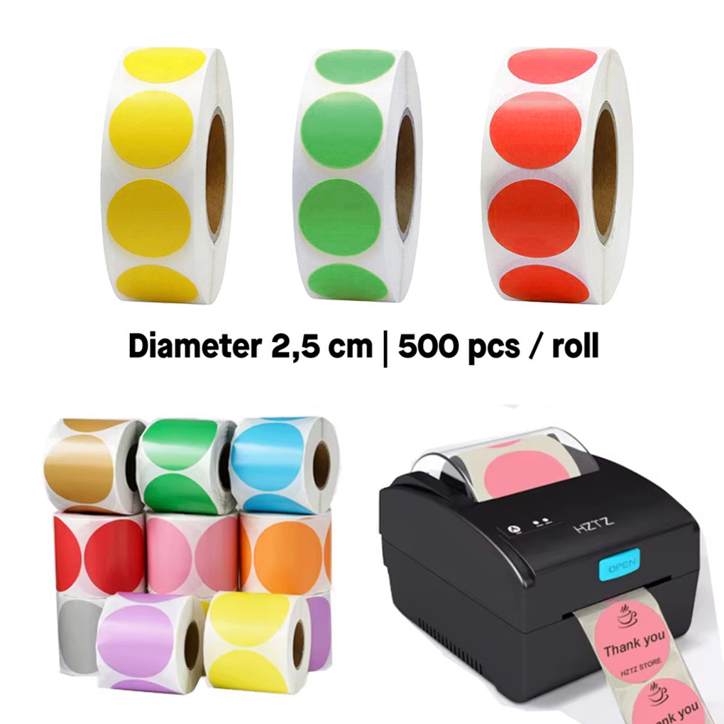 Jual [500pcs/roll] Sticker Bulat Warna Warni Label Sticker Dot Bundar ...