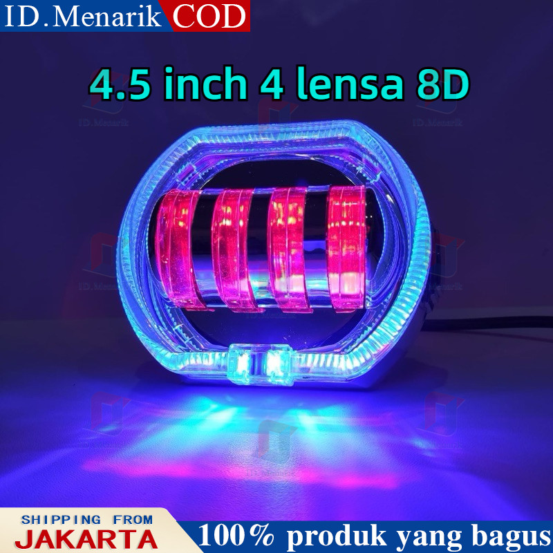 Jual Lampu Utama Biled Projector Mode Daymaker Projie Biled 4 LED 8D ...