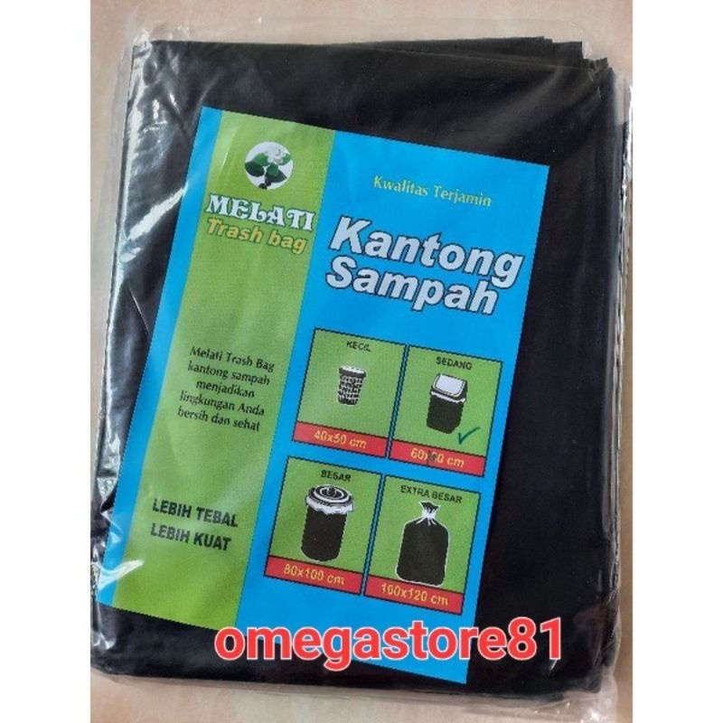 Jual plastik sampah 60x100cm merk melati hitam besar / trash bag / HD kantong sampah jumbo tebal ...