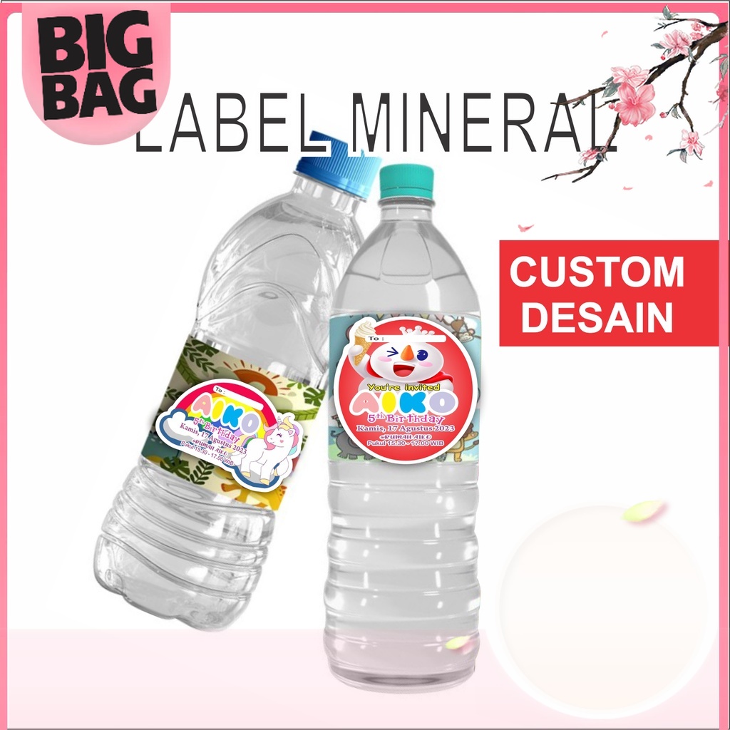 Jual Stiker Label Botol Minuman Air Mineral Aqua Ulang Tahun Anak - 5 x ...