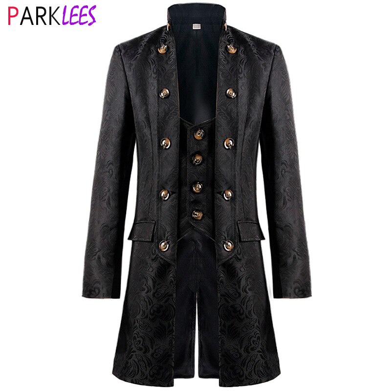 Jual PREORDER Jaket Berekor Jacquard Floral Steampunk Pria Mantel ...