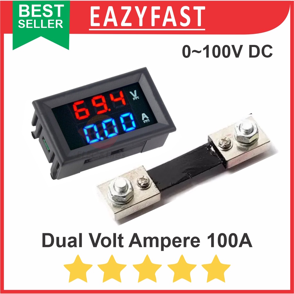 Jual Dual Volt Amp Meter Digital Voltmeter Ampere Meter 100A 0-100V 100 ...