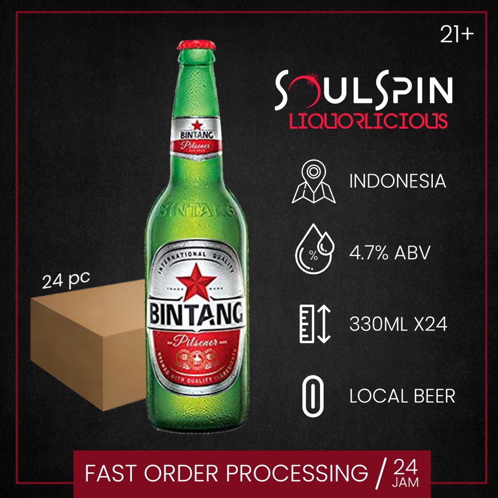 Jual Beer Bir Bintang Pilsener 330ml [ dus 24 botol ] | Shopee Indonesia