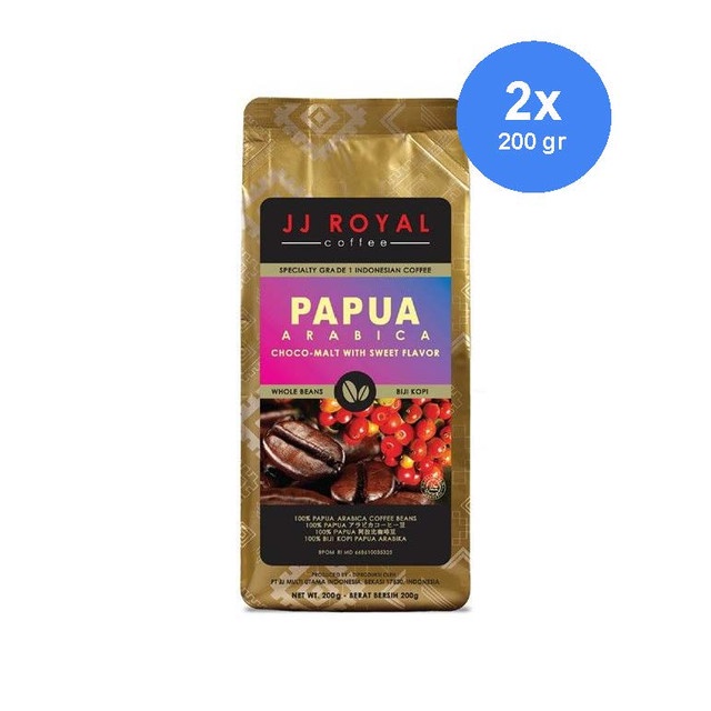 Jual JJ Royal Coffee Beans Papua Arabica 200 gr x 2 | Shopee Indonesia