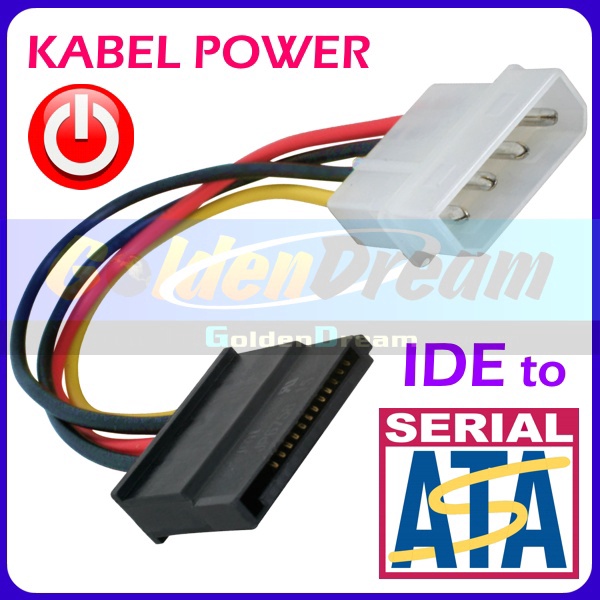 Jual Kabel Power SATA Cable Wire Cord 4p IDE to Serial ATA Harddisk SSD ...