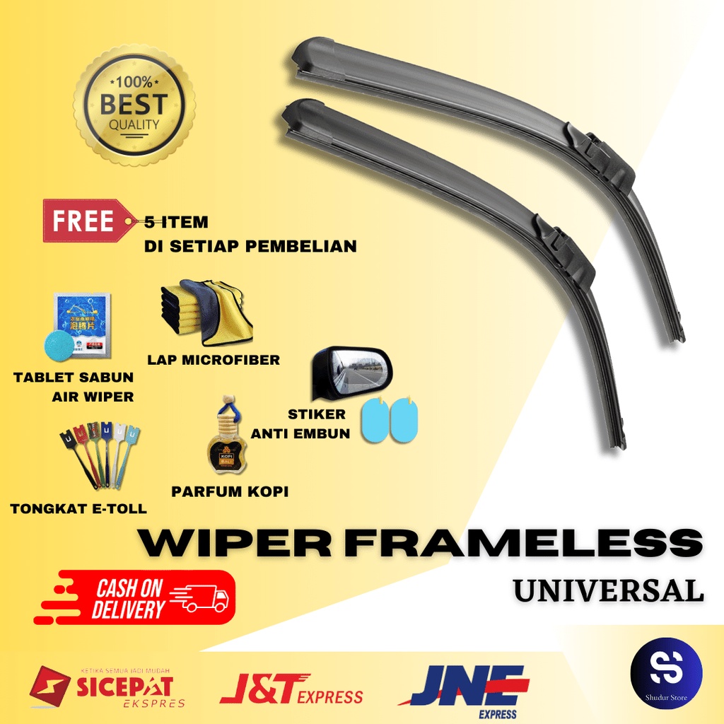 Jual Wiper Mobil Frameless 1 Set Kiri dan Kanan Wiper Blade Sepasang ...