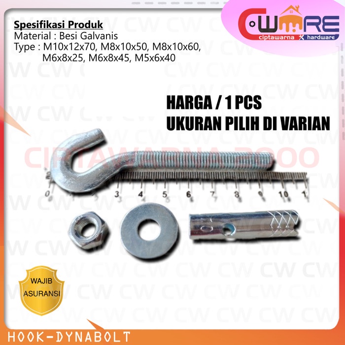 Jual Baut Hook Dynaset Dinaset Pipih Dynabolt Sleeve Anchor | Shopee ...