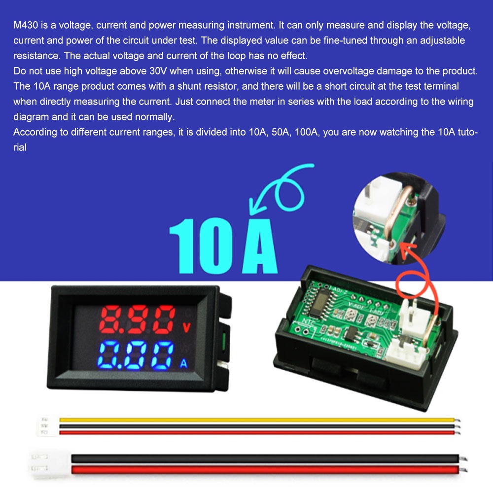 Jual M430 Digital Voltmeter Ammeter Power Meter 10A/50A/100A Amp ...