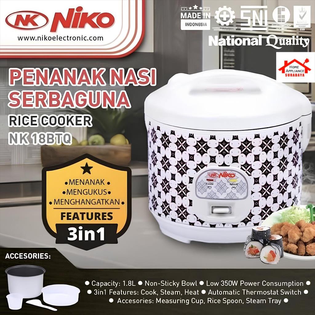 Jual NIKO Rice Cooker - Magic Com 3 In 1 Batik 1.8 Liter NK-18BTQ / NK ...