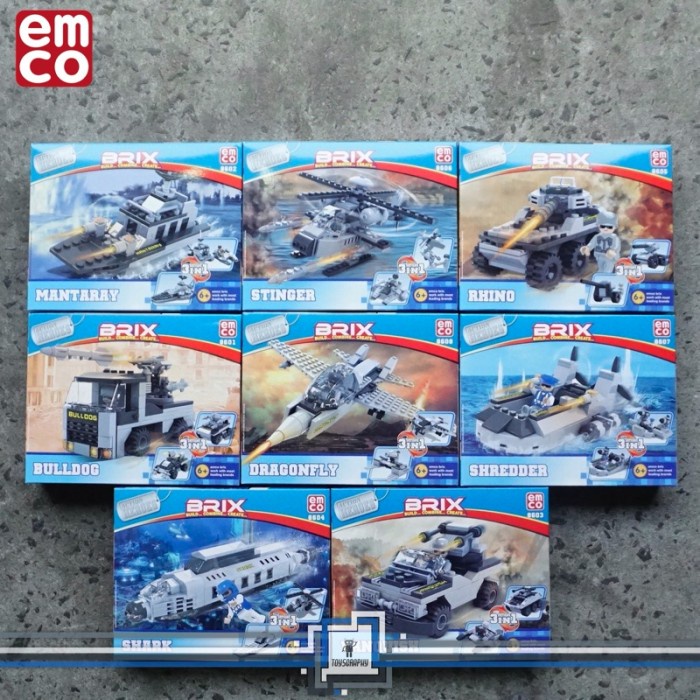 Jual EMCO BRIX Action Heroes 3in1 Creator Bricks Mobil Pesawat Army ...