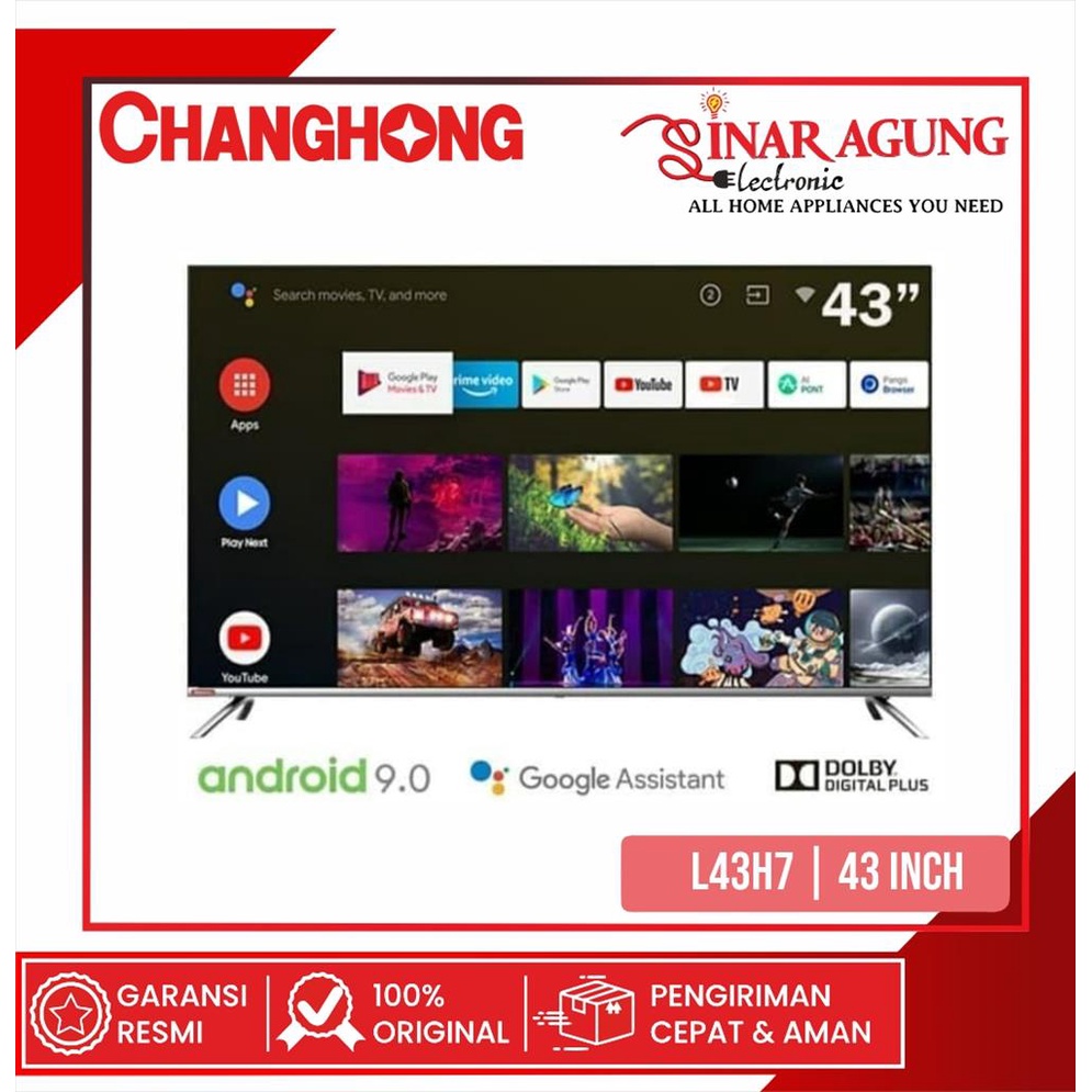 Jual LED TV CHANGHONG 43 INCH Android 9.0 Smart TV L43H7 / 43H7 ...