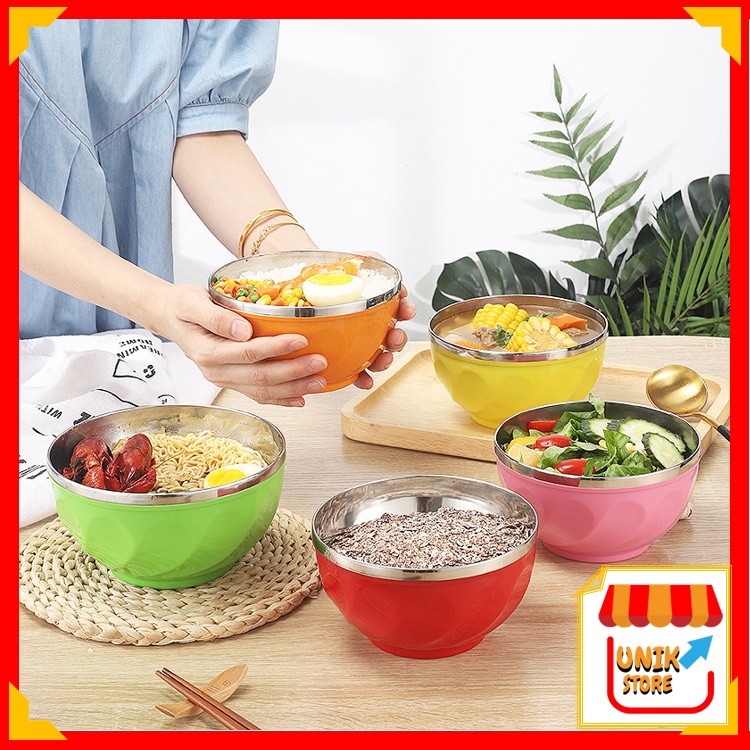 Jual UNIK - H1133 Mangkok Nasi / Rice Bowl / Mangkok Warni Stainless ...