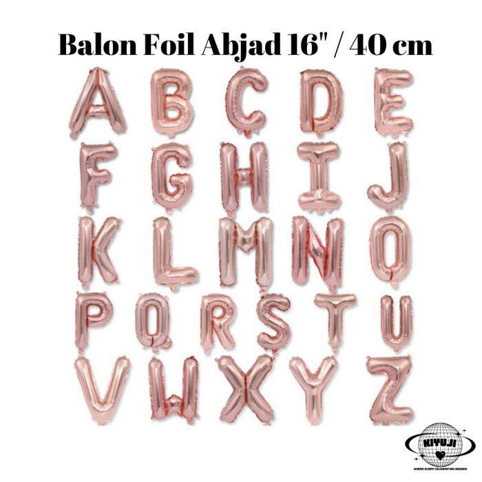 Jual Kiyuji Balon Foil Huruf 16 Inci 40cm Warna Rosegold Alphabet Abjad ...