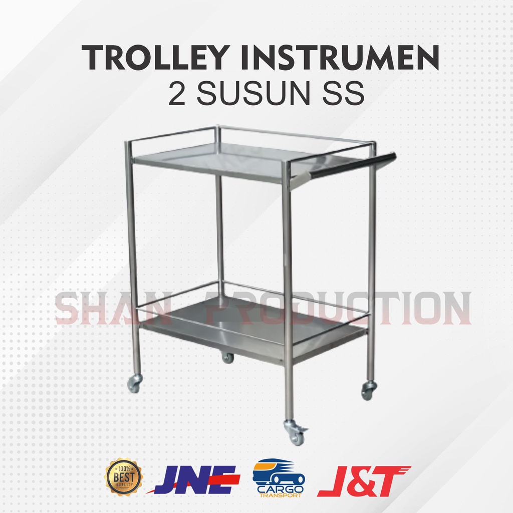 Jual Meja Troli Instrumen 2 Rak Stainless Steel - Trolley 2 Susun ...
