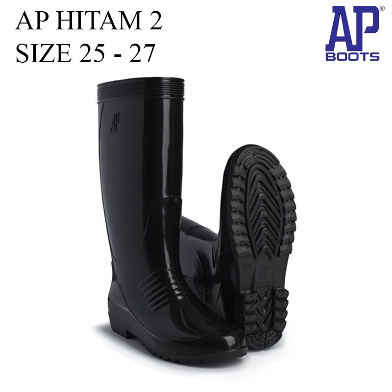 Jual AP Boots Sepatu Boot Hitam Panjang Ap 2 Black Tinggi Bahan Karet ...