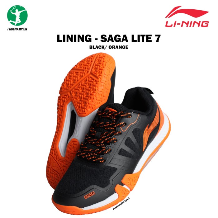 Jual Sepatu Badminton Lining Saga Lite 7 Original Black Orange | Shopee ...
