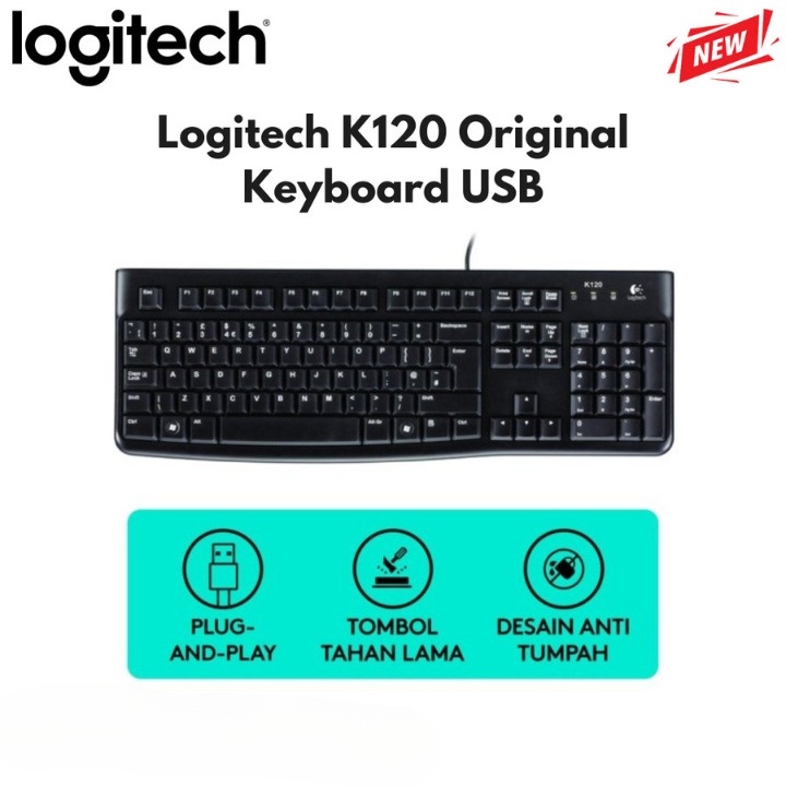 Jual Keyboard Logitech K120 Keyboard USB Original 100% Yuri_1 | Shopee ...