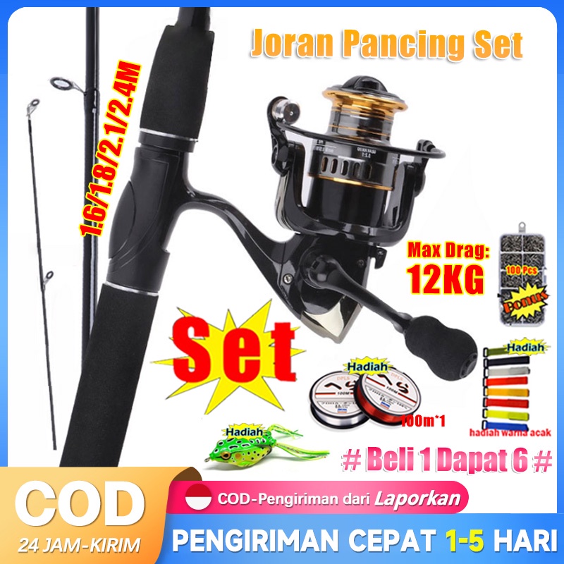 Jual 【#beli 1 dapat 6#】1.6M/1.8M/2.1M/2.4M Joran Pancing 1 Set Reel Pancing Gulungan Pancing ...
