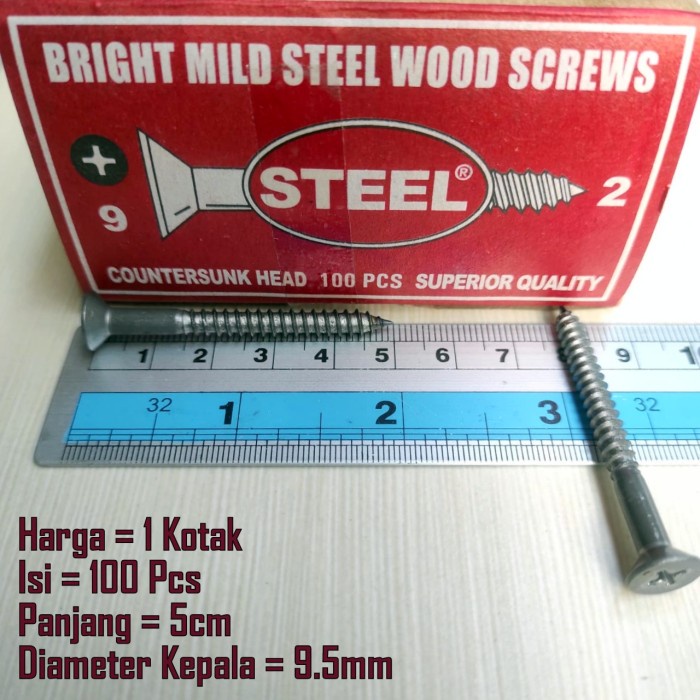 Jual (1box) Sekrup Kayu 2 x 9 Panjang 5 cm / Wood Screw 2" x 9 Superior ...