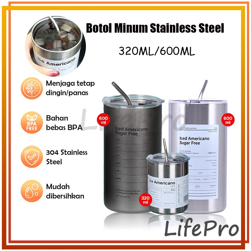 Jual 320ml / 600ml Botol Minum Stainless Steel / Tumbler Coffee Cup ...