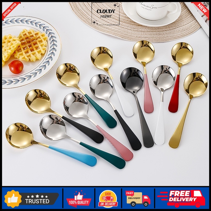 Jual CN - SENDOK MAKAN KOREA MODEL BULAT STAINLESS STEEL ANTI KARAT ...