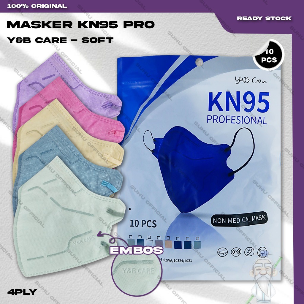 Jual Masker KN95 PRO Y&B CARE 4Ply isi 10Pcs Mix Warna Soft 95PRO KN 95 ...
