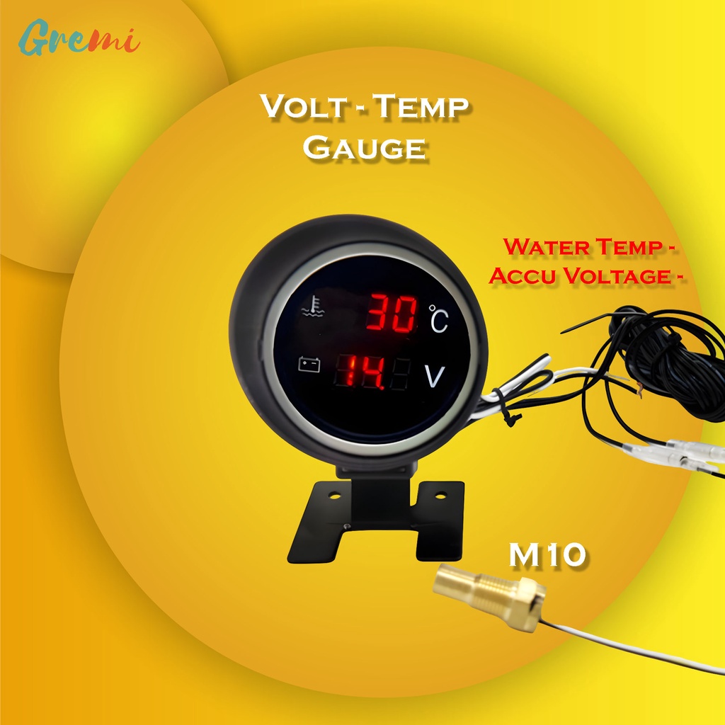 Jual 2 In 1 Sensor Suhu Air Digital Led Bulat Tegangan Volt Meter 12v ...
