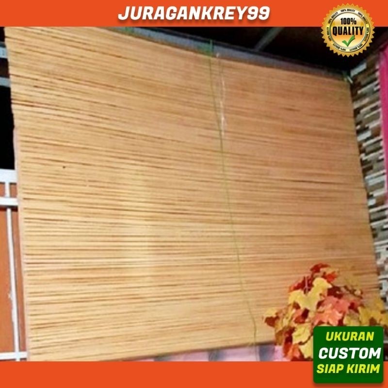 Jual tirai bambu gulung outdoor anti tampias tahan panas kerey bambu gulung ukuran 2 meter x 2 ...