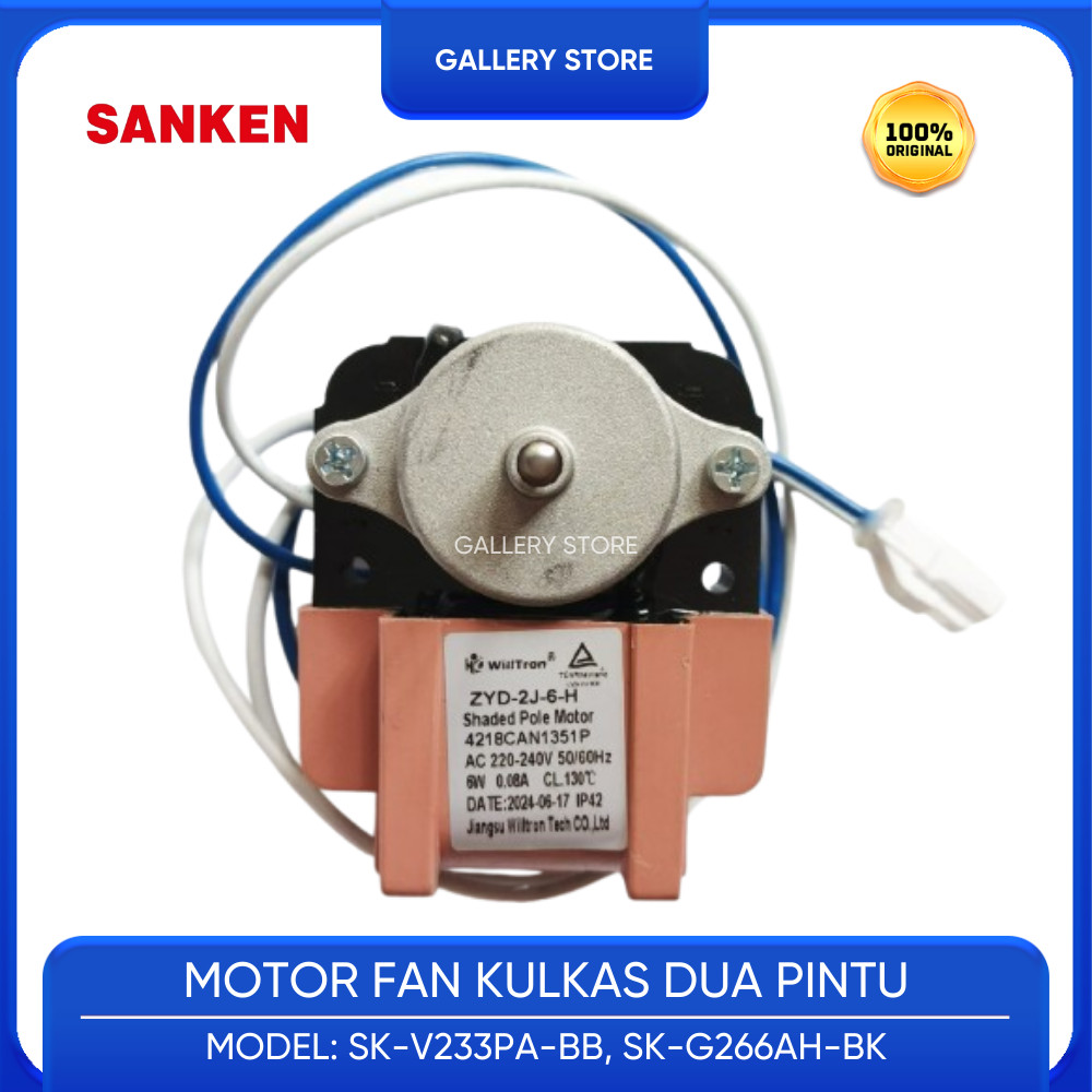Jual ORIGINAL MOTOR FAN KULKAS 2 PINTU SANKEN ALL TYPE SK-V233PA-BB SK ...