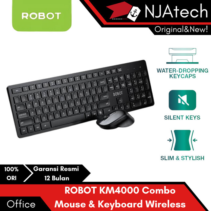 Jual ROBOT Keyboard Combo Mouse Wireless KM4000 Keyboard Silent Klik ...