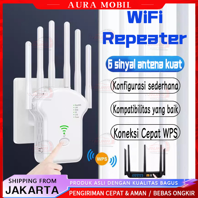 Jual WIFI Repeater 300Mbps WIFI Extender 6 Antena Access Point Wireless Penguat Sinyal Amplifier ...
