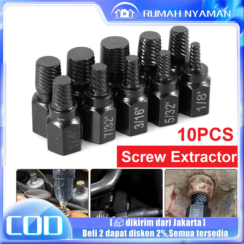 Jual 10pcs Screw Extractor Set Pembuka Baut Dol Hexagon Alat Pembuka ...
