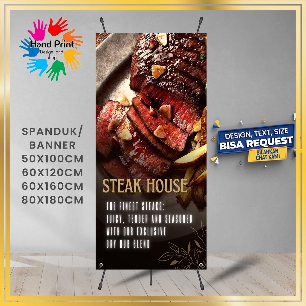 Jual SPANDUK / BANNER Steak House Sapi Hitam Elegan B 60x160 CM Cocok ...
