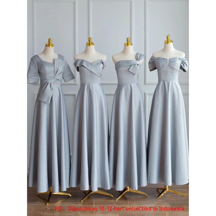 Jual Satin Bridesmaid Dresses Summer Wedding sisters Group Evening ...