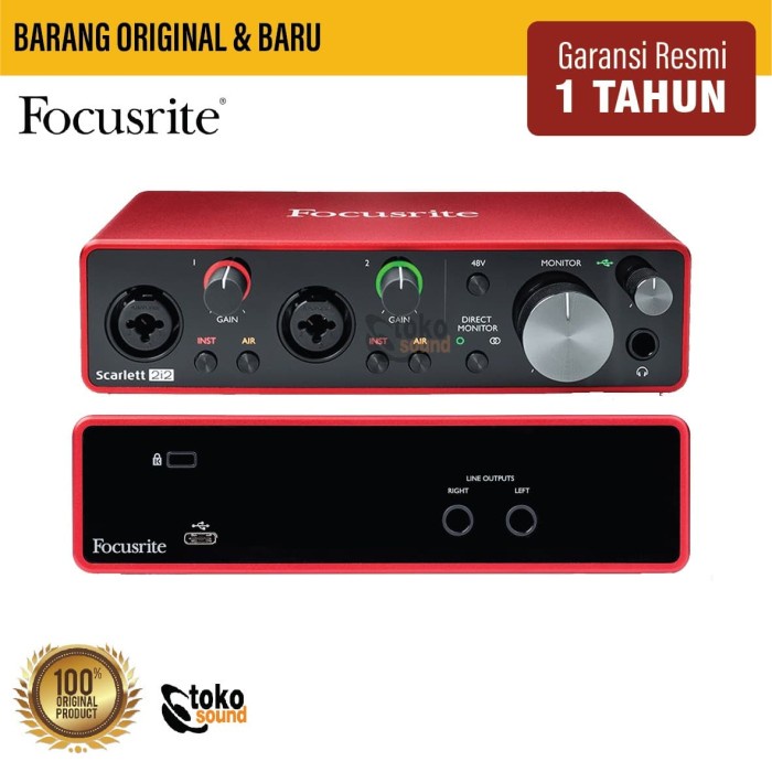 Jual Focusrite Scarlett 2i2 3rd Generation USB Audio Interface | Shopee ...