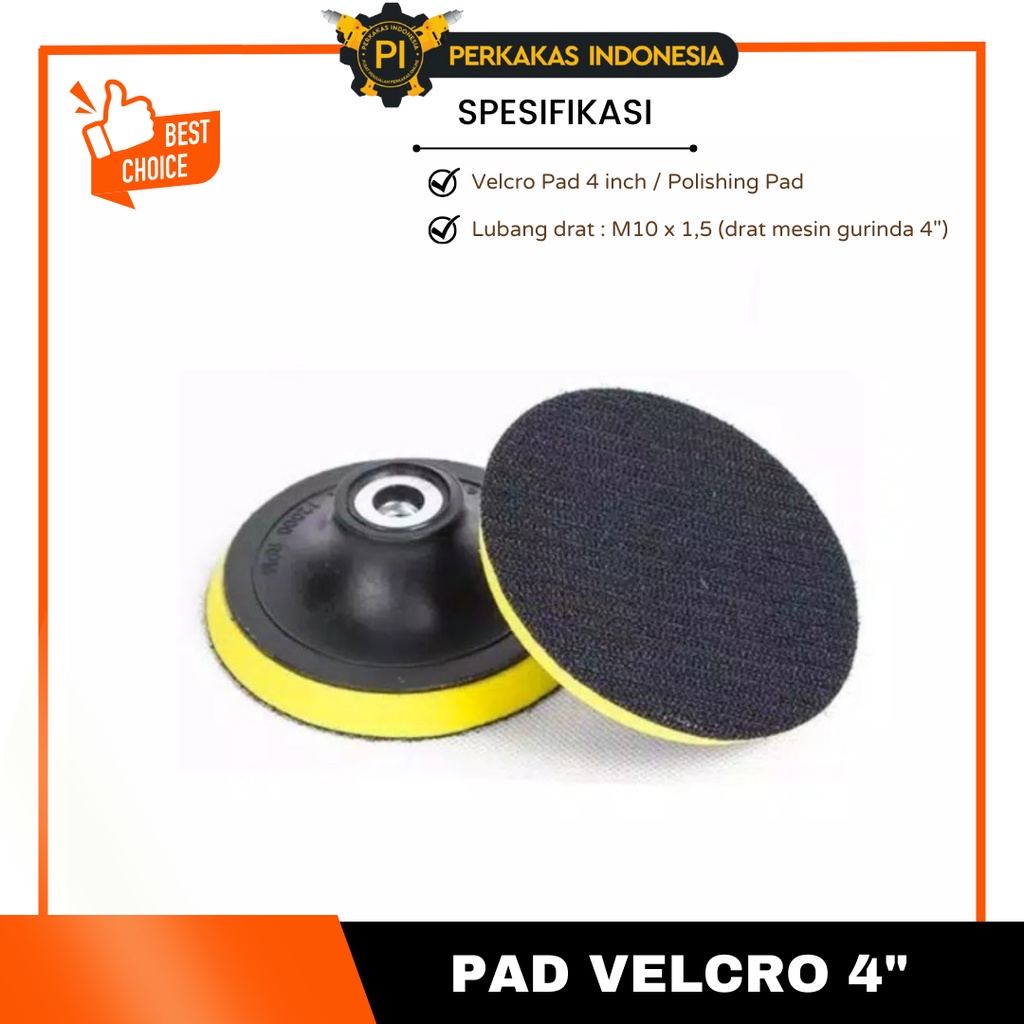 Jual Tatakan Amplas Velcro 4 Inch 125mm M10 Bulat Tempel Pad Velcro ...