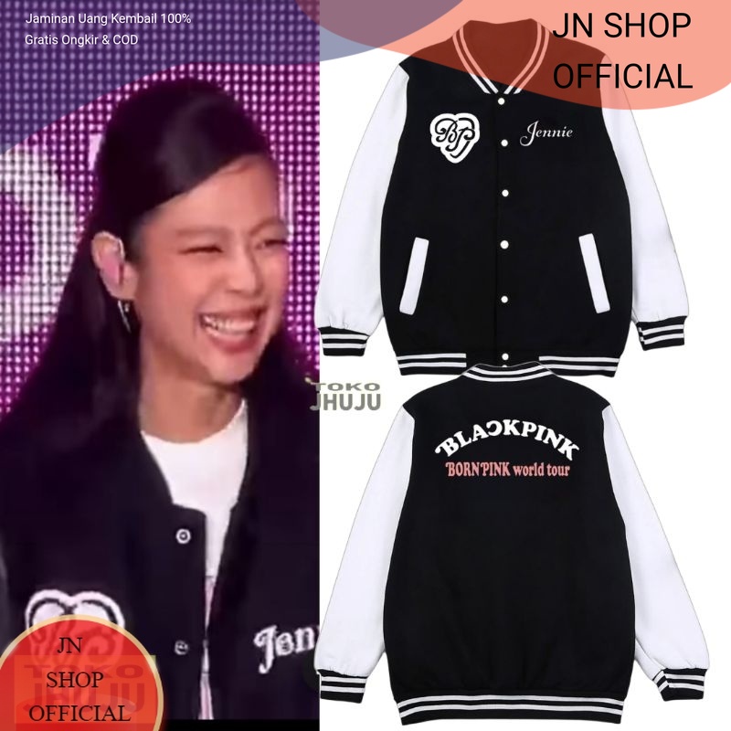 Jual JNSHOP Jaket Varsity Baseball kpop Jennie Blink BP logo Nama ...