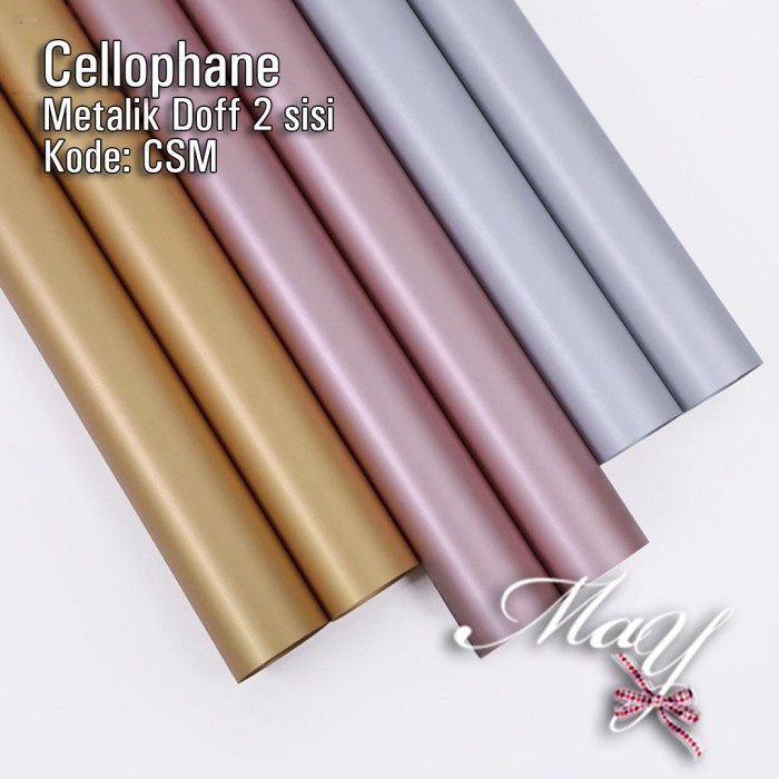 Jual 20 lembar Cellophane Polos Metalik Doff. Silver, Rose, Gold (CSM ...