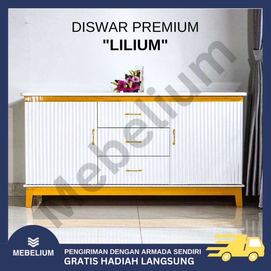 Jual Diswar White Gold Premium Exclusive Lilium | Bufet TV Scandinavian ...