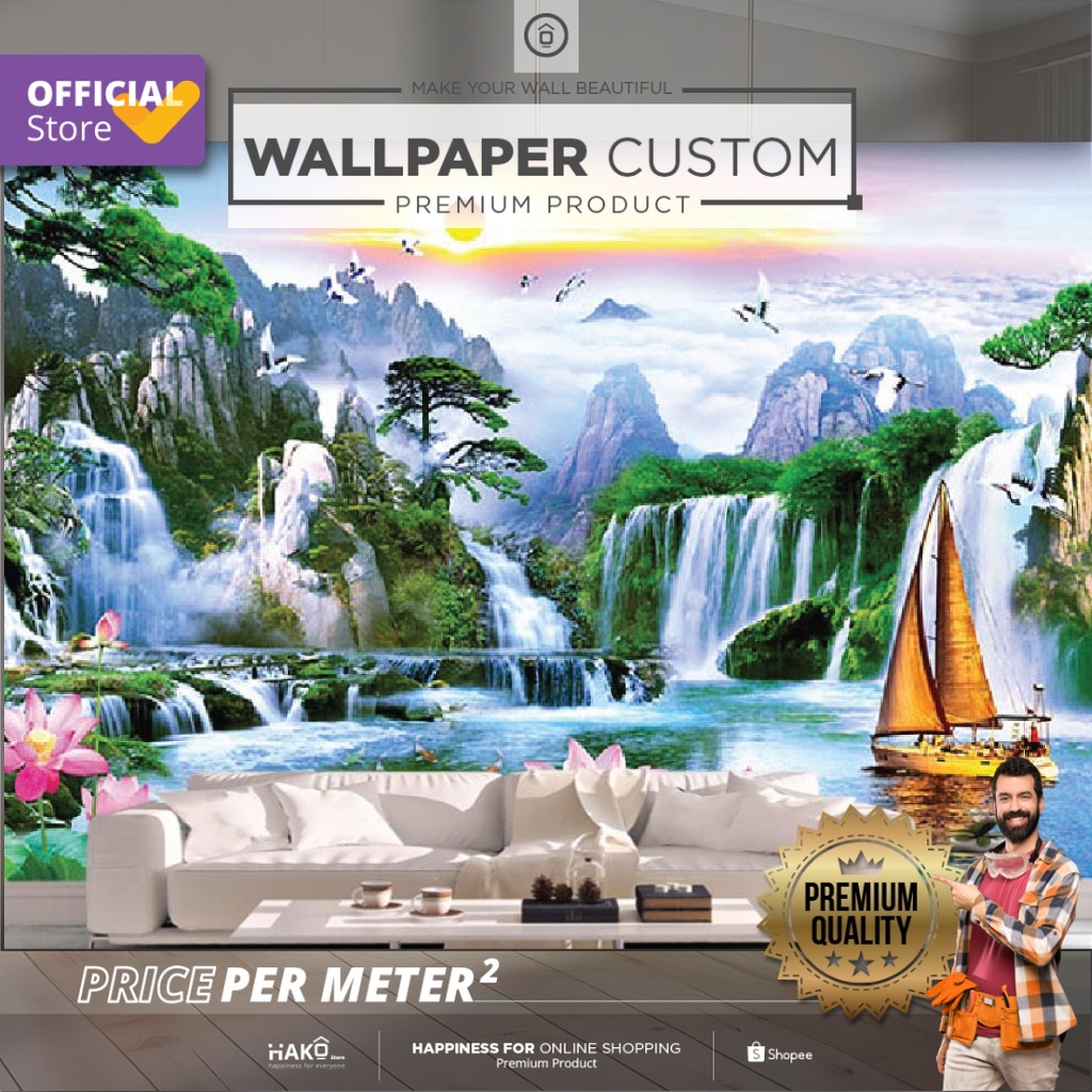 Jual Wallpaper Custom Ruang Tamu | Gambar Air Terjun 2.11 | Nature ...