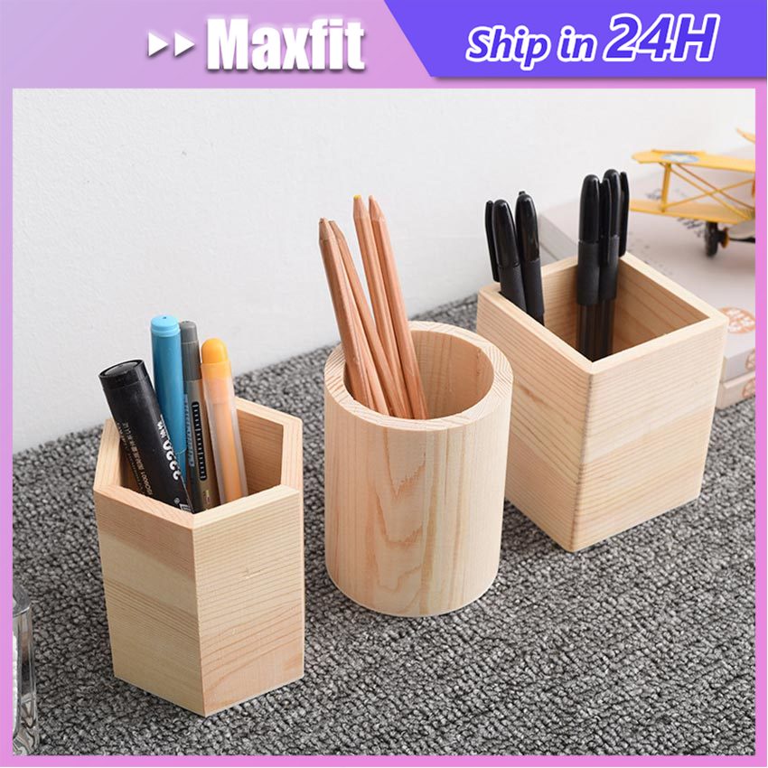 Jual Tempat Pensil Kayu Pinus Kotak Pulpen Kosmetik Organizer Meja Mini ...