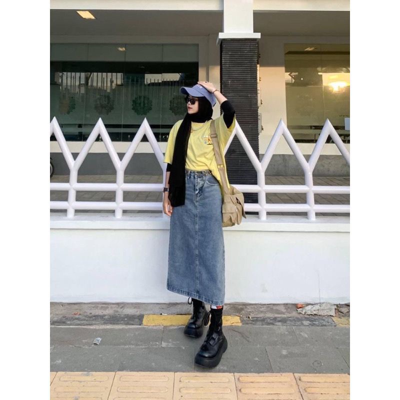 Jual QR - RFS OOTD Fuji Rok Jeans Span / NAYLA Rok Jeans Skirt / Outfit ...