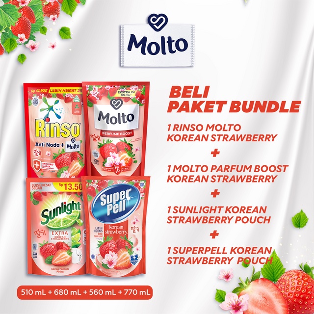 Jual BELI PAKET SUNLIGHT KOREAN STRAWBERRY POUCH 560ML + 1 SUPERPELL KOREAN STRAWBERRY POUCH ...