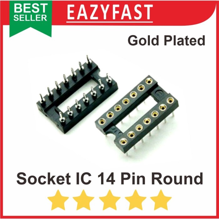 Jual Socket IC 14P 14 P Pin Kaki DIP Round Swiss Gold Soket Dudukan ...