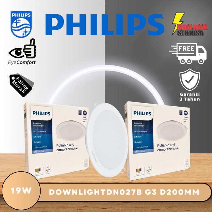 Jual PHILIPS LED Downlight DN027B G3 19W LED20 D200 | Shopee Indonesia