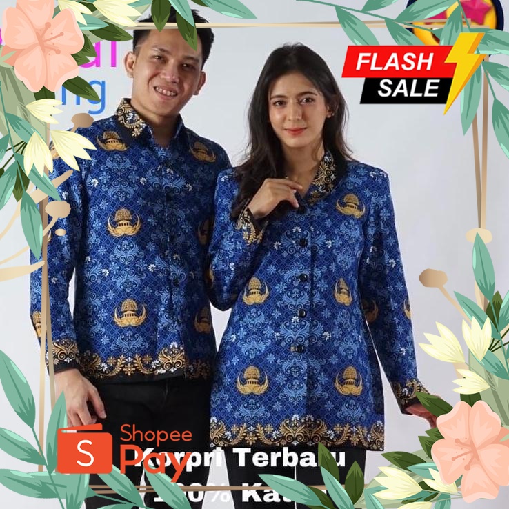 Jual SRAGAM HARI PAHLAWAN //Seragam korpri 2022 Krah hitam full furing // baju korpri kerah ...