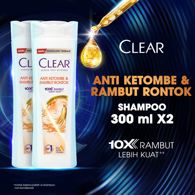 Jual CLEAR Shampoo Anti Ketombe & Rambut Rontok, diperkaya dengan ...