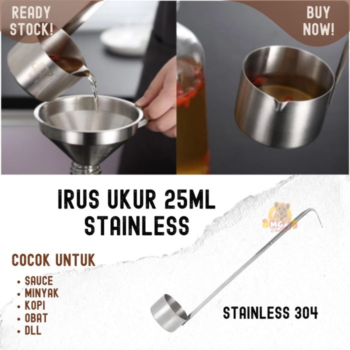 Jual Irus takar Ukur Stainless 25ml Sendok Stainless anti drip saos ...
