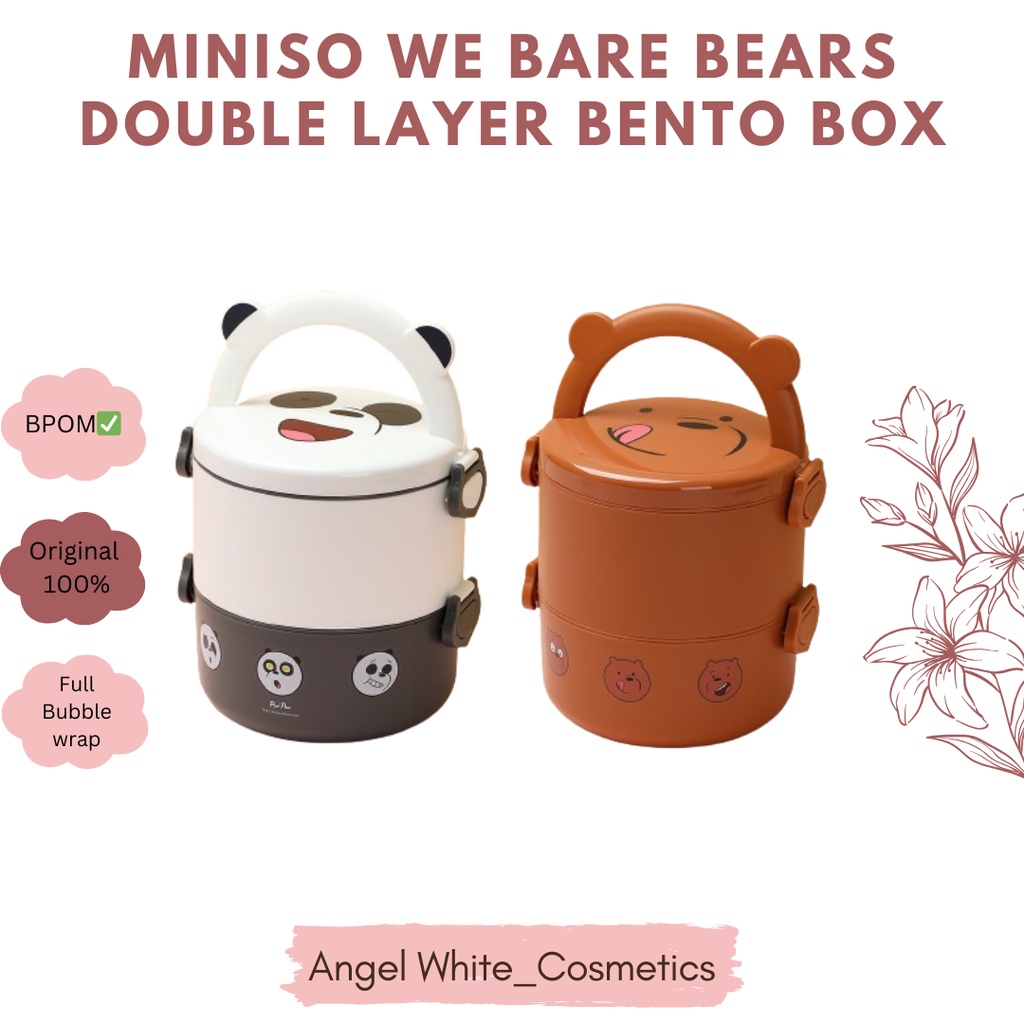 Jual MINISO WE BARE BEARS DOUBLE LAYER BENTO BOX | Shopee Indonesia